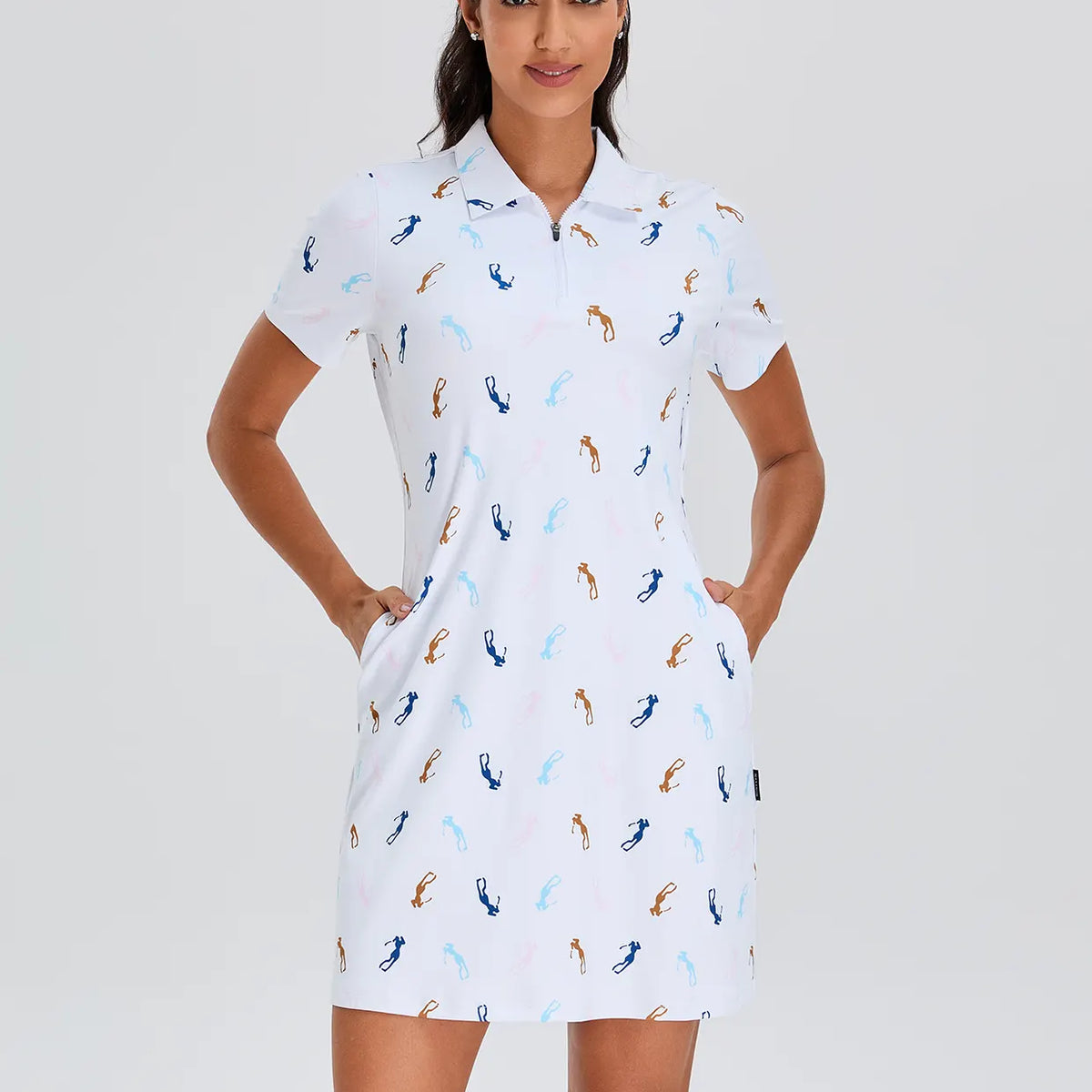 Women's Golfer Pattern Golf Polo Dress With Inner Shorts | Soneven
